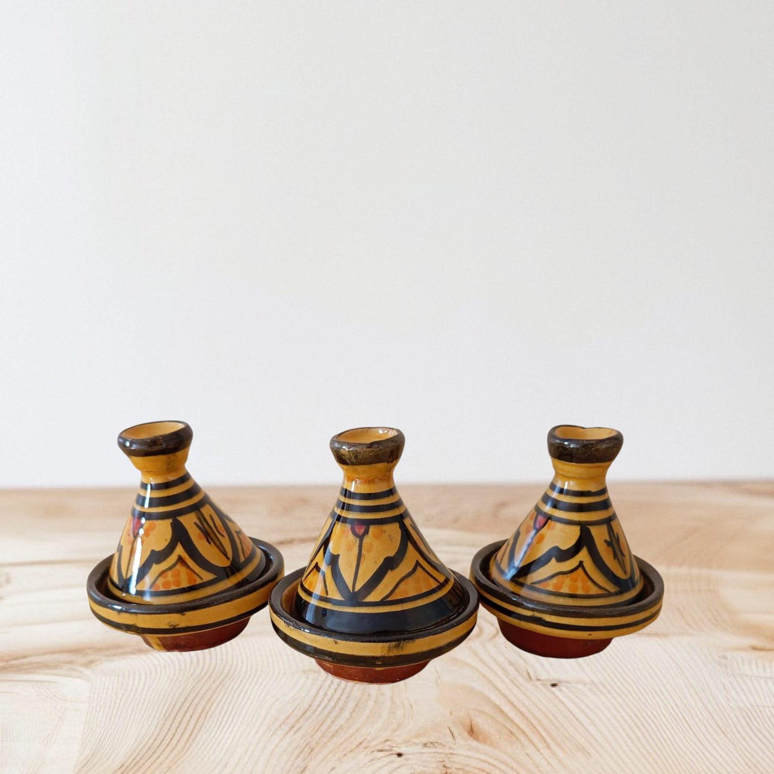 Set of 3 Miniature Moroccan Tagine Dishes – Hand-painted Ceramic Bowls ...