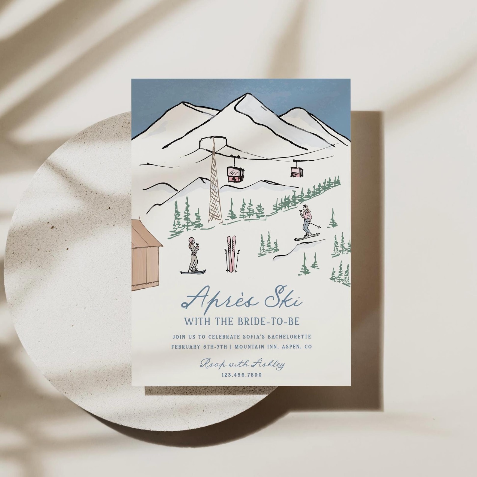 Ski Bachelorette Invitation Template Apres Ski Weekend Itinerary Hand ...