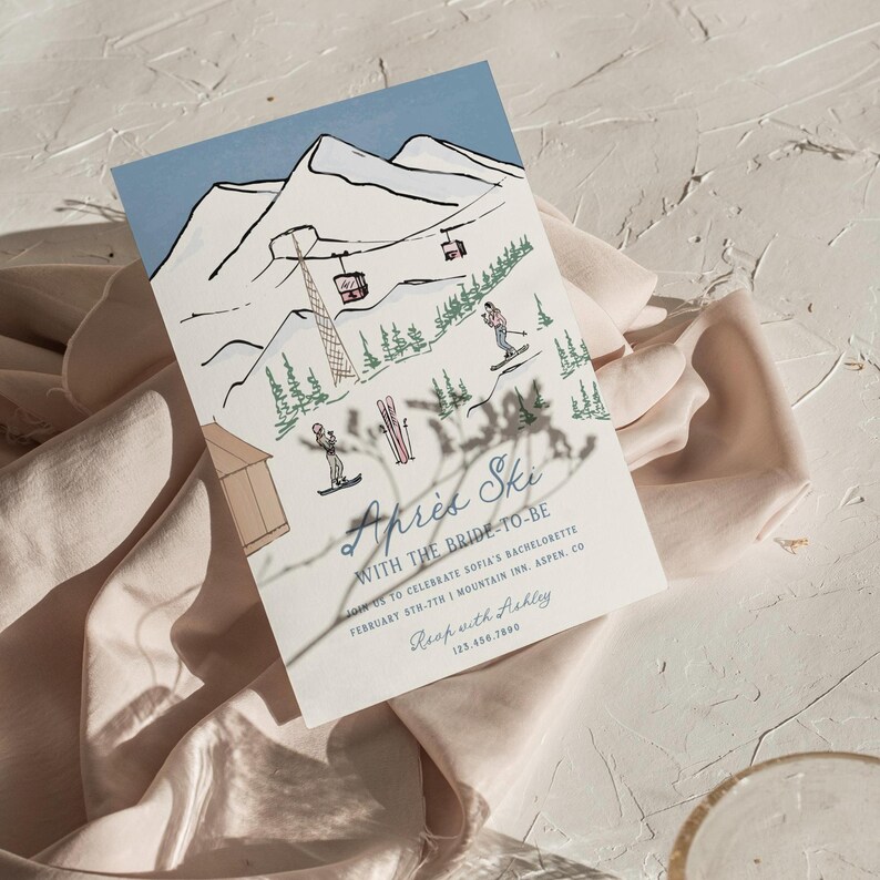 Ski Bachelorette Invitation Template Apres Ski Weekend Itinerary Hand ...