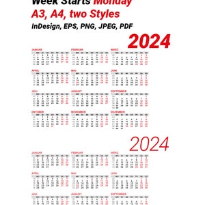 German Public Holidays Calendar Template 2024 Indesign EPS PDF PNG - Etsy