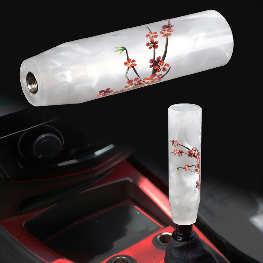 Universal JDM SAKURA Blossom White Pearl Long Stick Manual Gear Stick ...