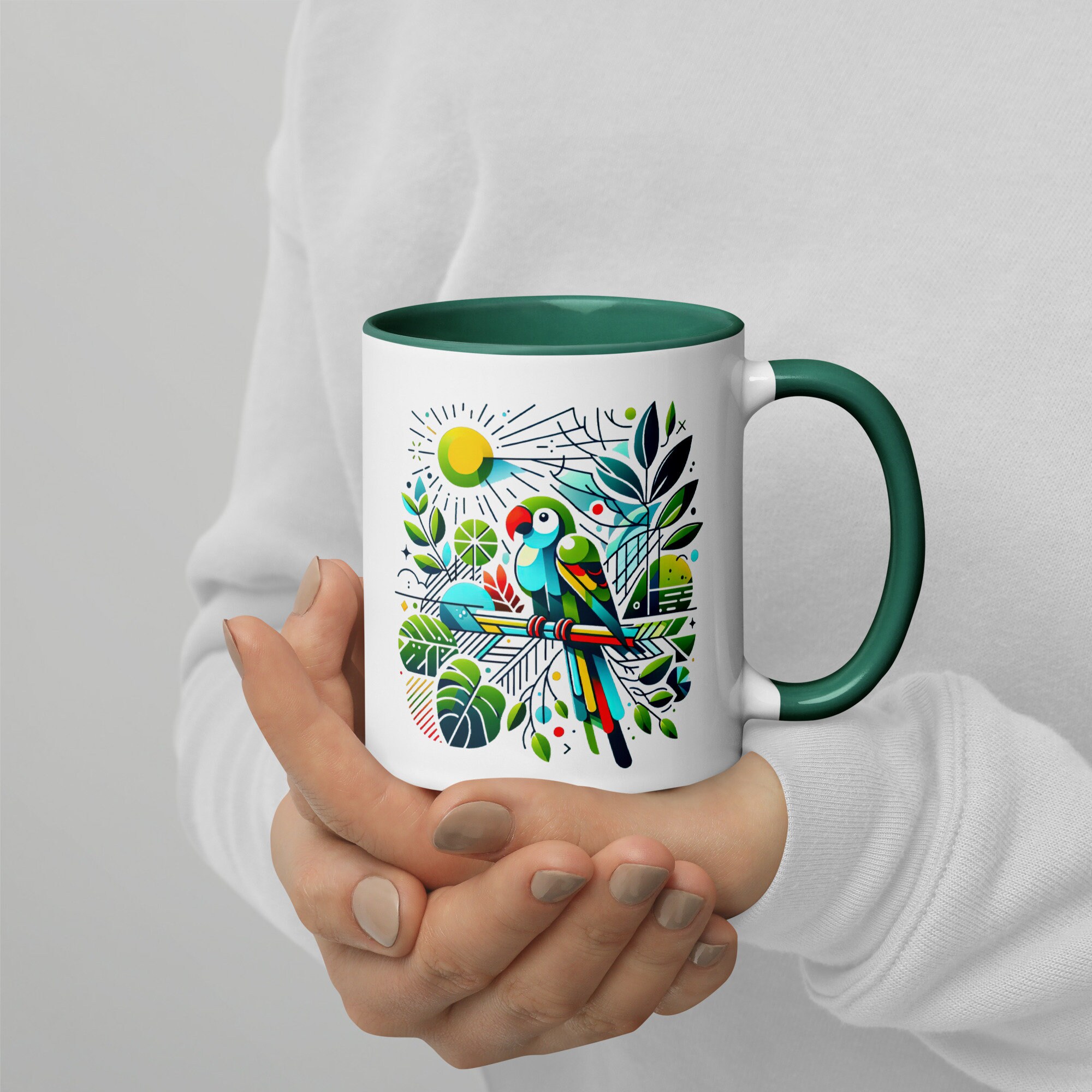 Tropical Parrot Ceramic Mug 11oz Vibrant Coffee Mug Colorful Bird Mug ...