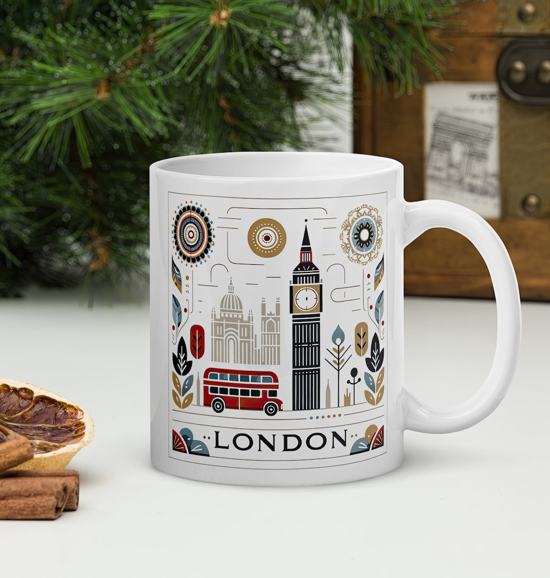 London Coffee Mug | Iconic British Landmarks and Double-decker Bus on ...