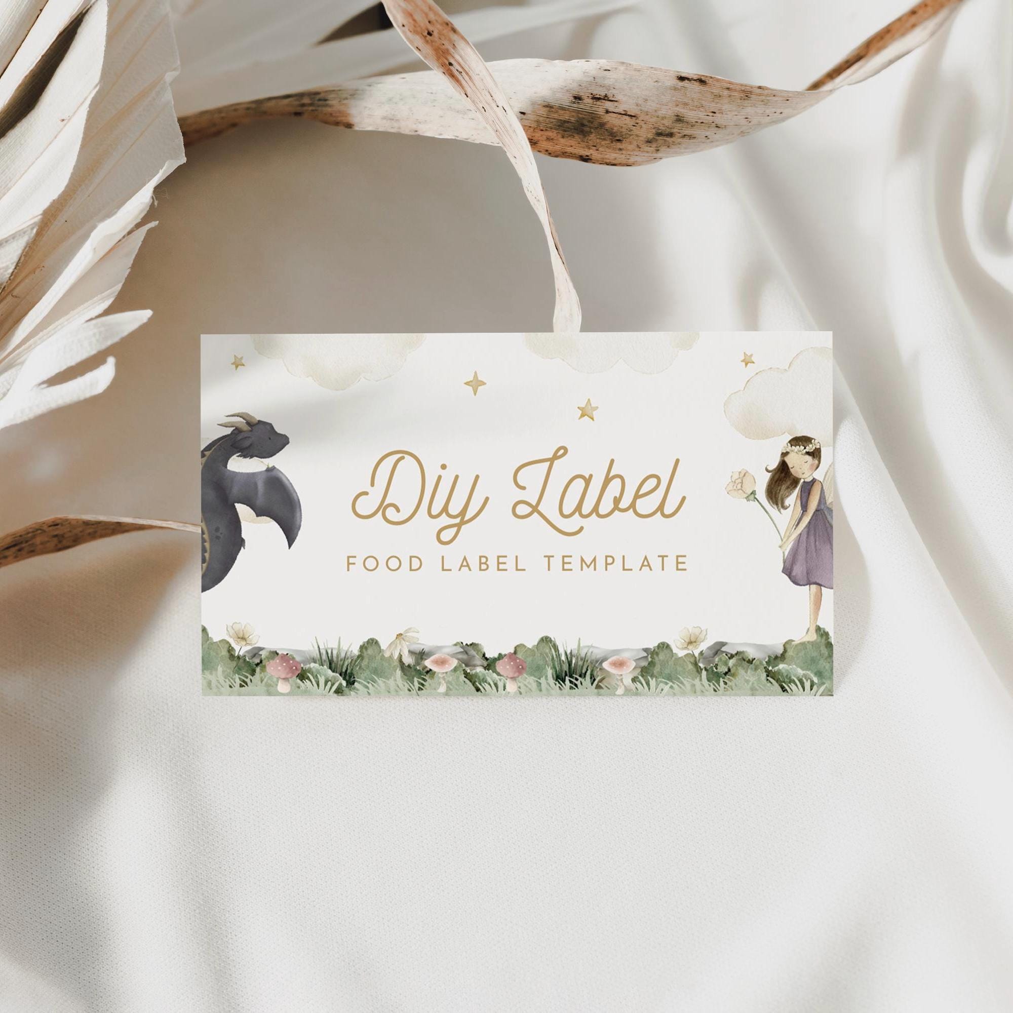 Editable Fairy Food Label Tent Card Template Fairies and Dragons ...