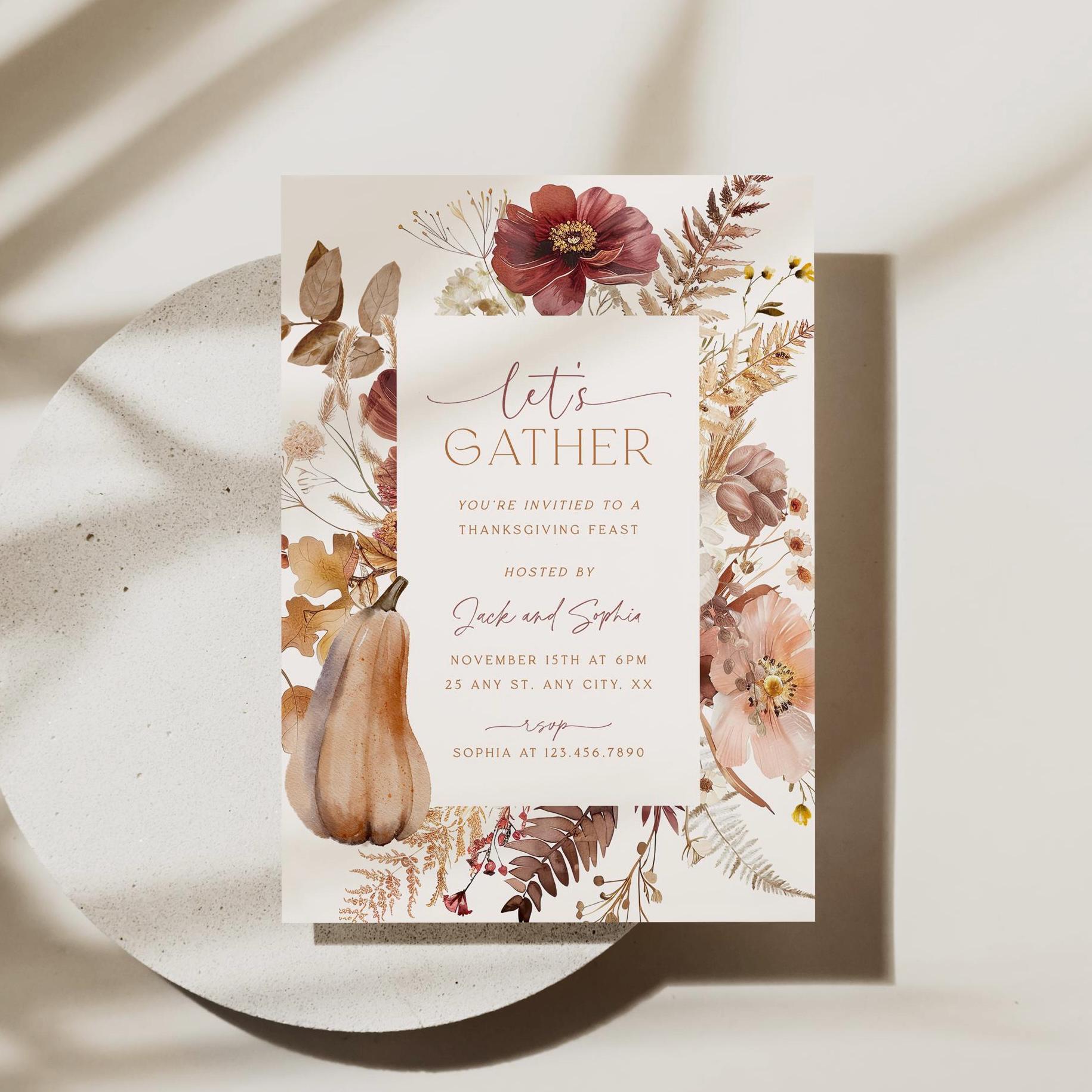 Thanksgiving Invitation Friendsgiving Dinner Invitation Template ...