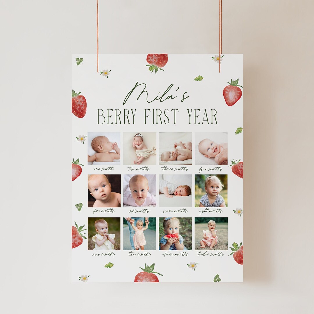 Berry First Year Photo Sign Berry First Birthday Decor Strawberry ...