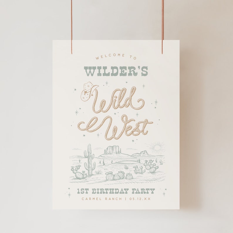 Wild West Welcome Sign Cowboy Birthday Sign First Rodeo Retro Rodeo ...
