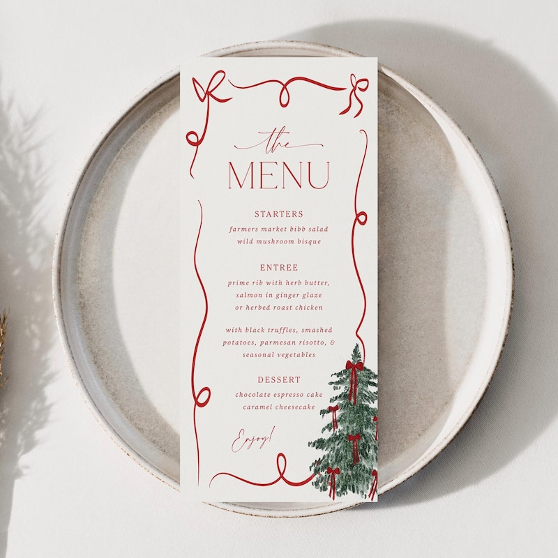 Christmas Menu Placecards - Etsy