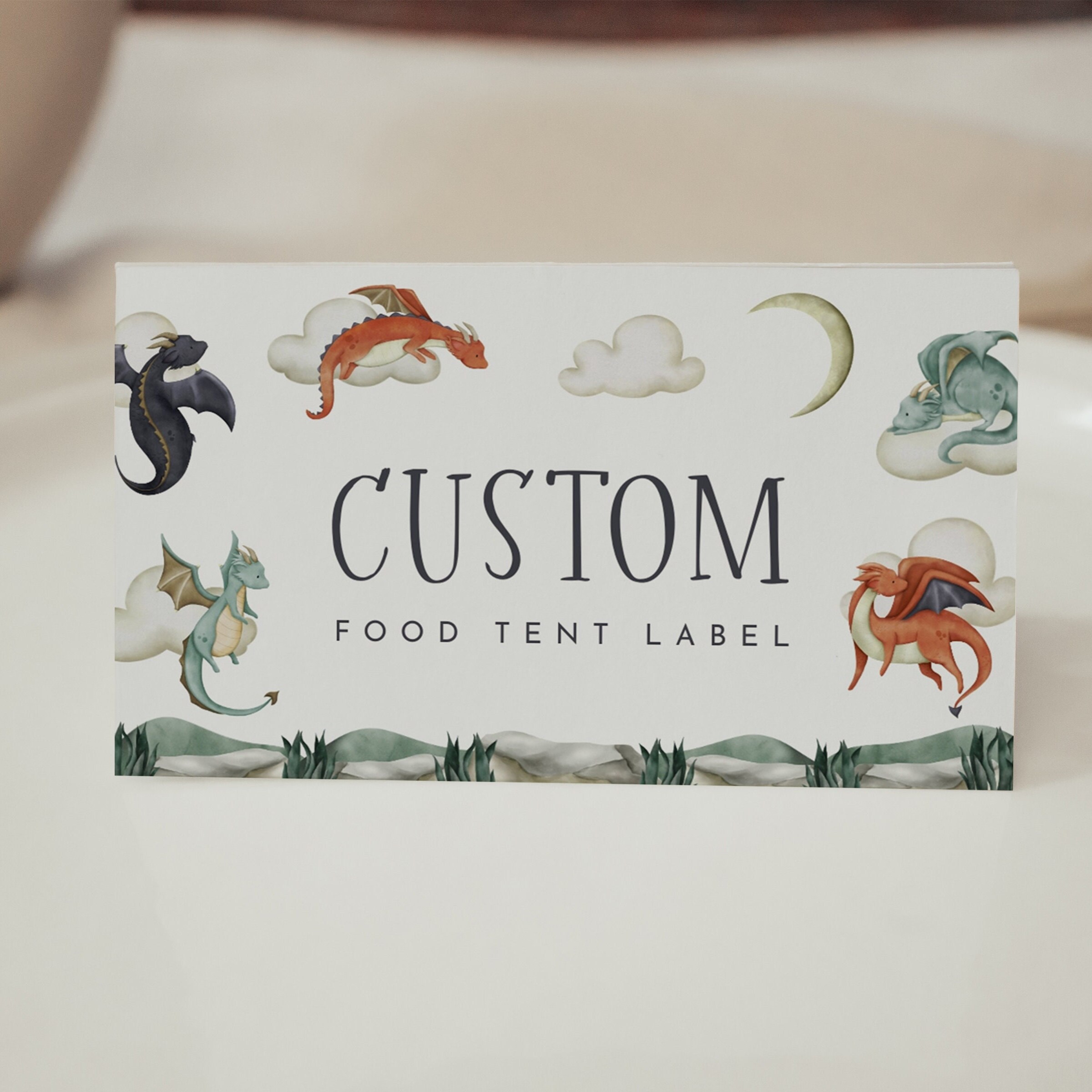 Dragon Food Tents Editable Dragon Food Card Labels Magical Castle ...