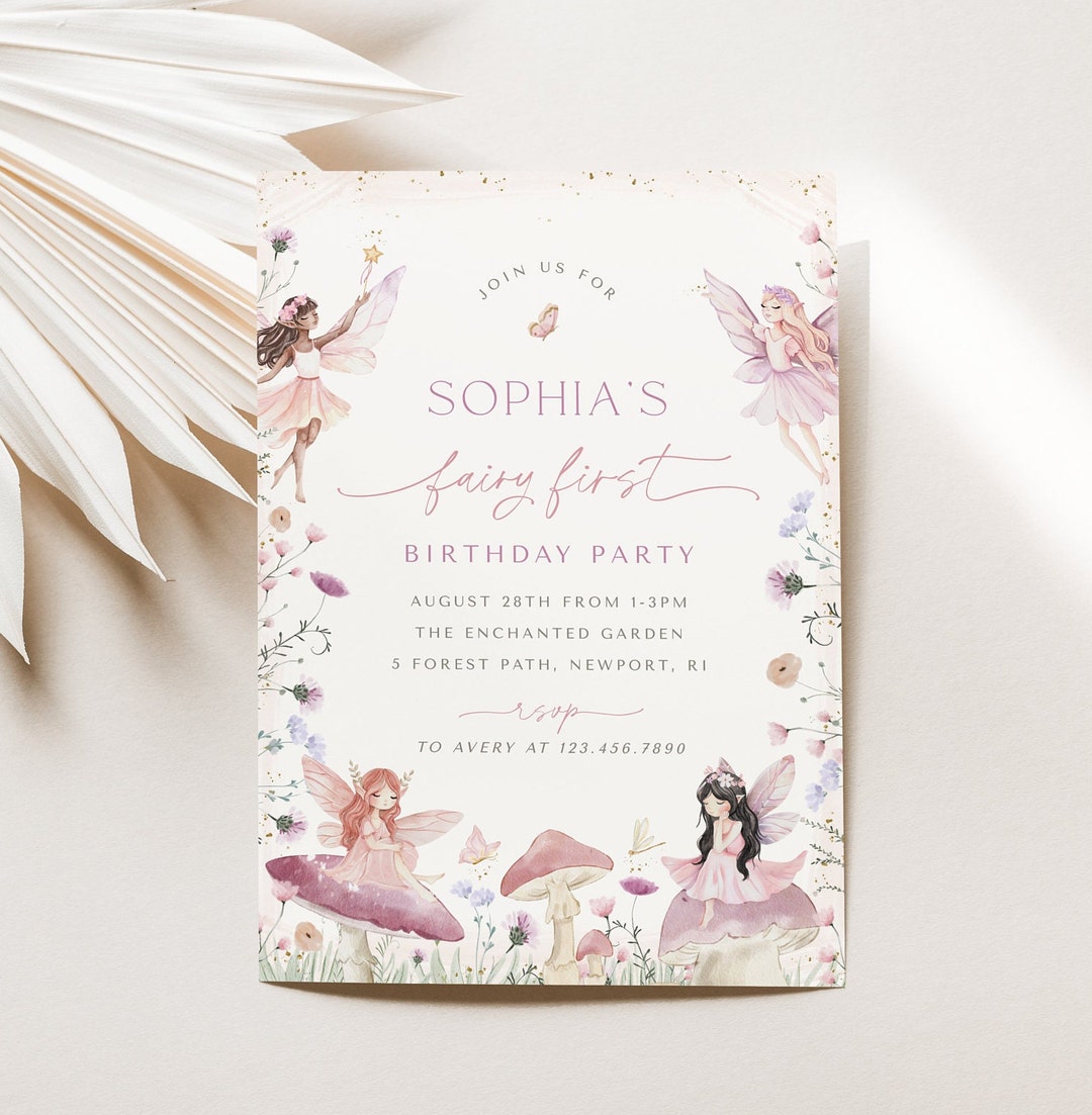 Fairy First Birthday Invitation Fairy Birthday Invite Magical Garden ...