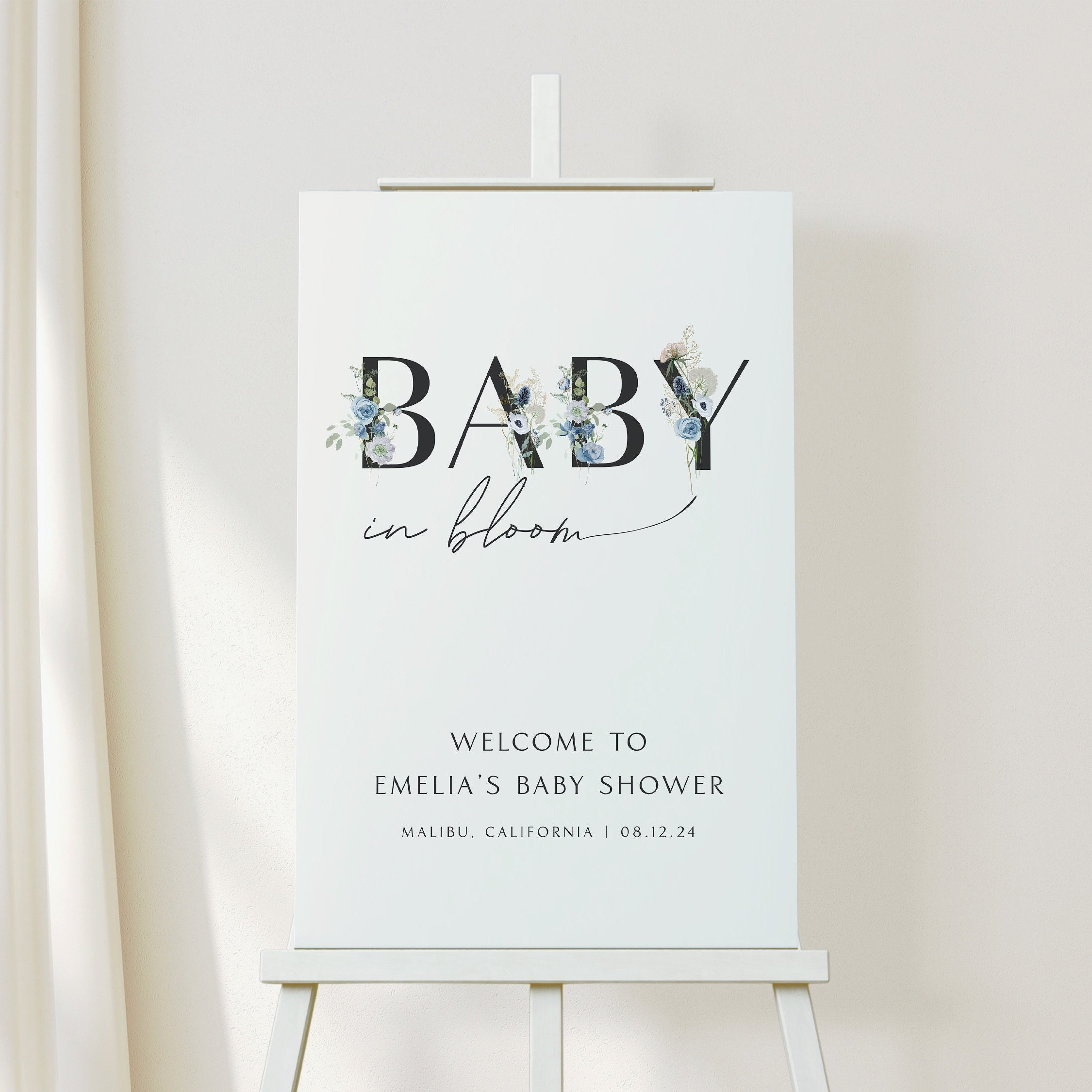 Baby in Bloom Welcome Sign Minimalist Baby Shower Sign in Bloom Welcome ...