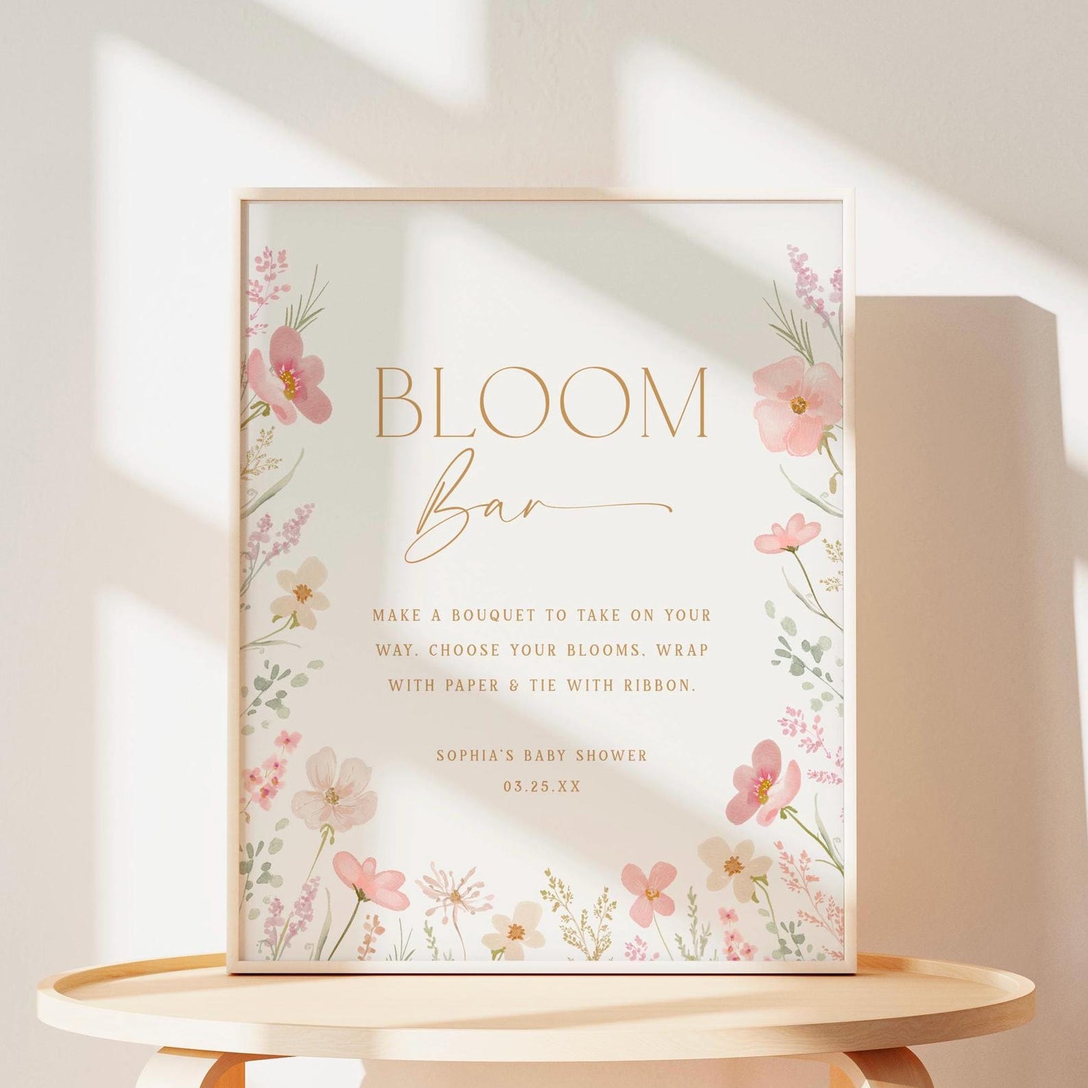 Bloom Bar Sign Editable Flower Sign Custom Table Sign Printable Flower ...