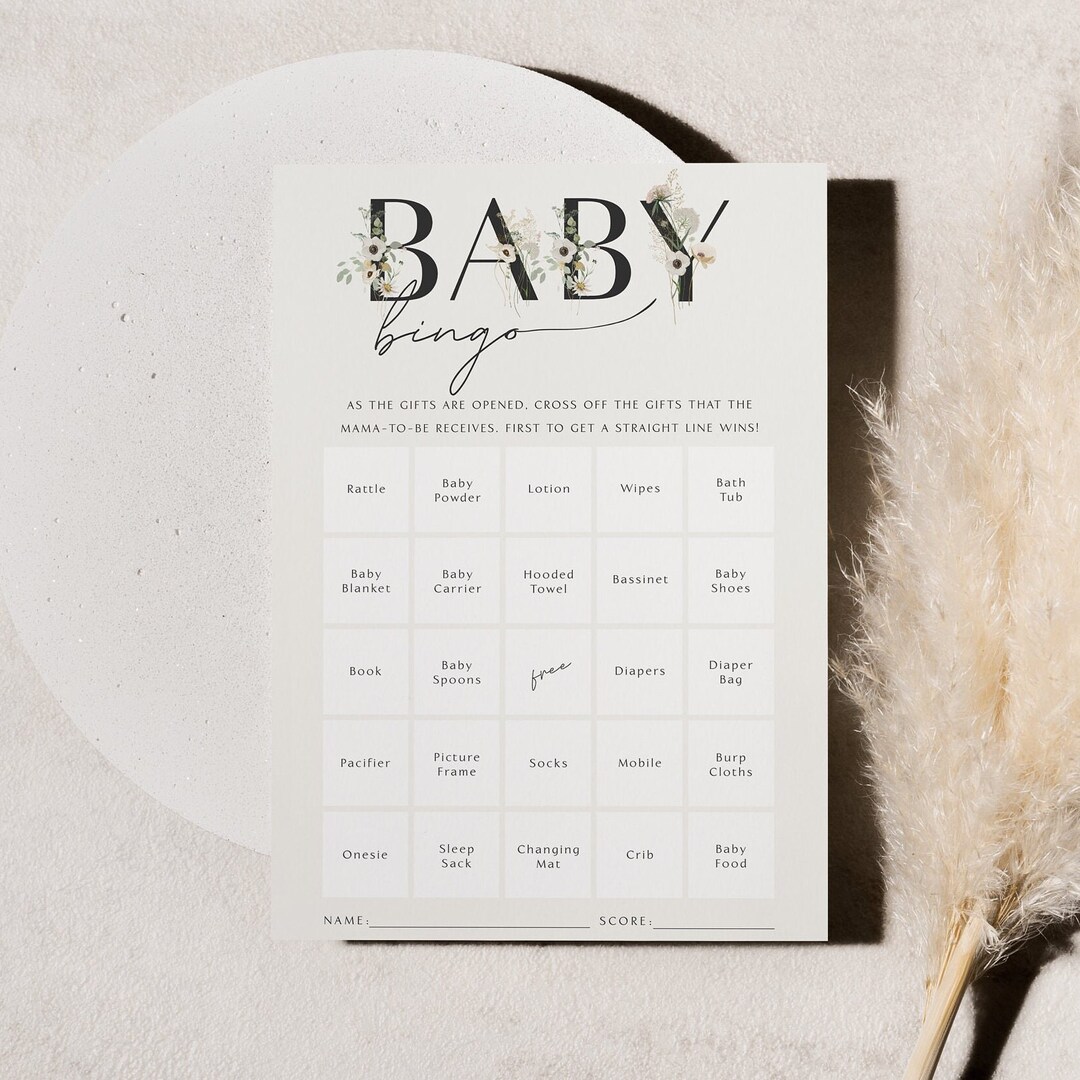 Baby Shower Games, Baby Bingo Shower Game, Baby in Bloom Shower, Baby ...