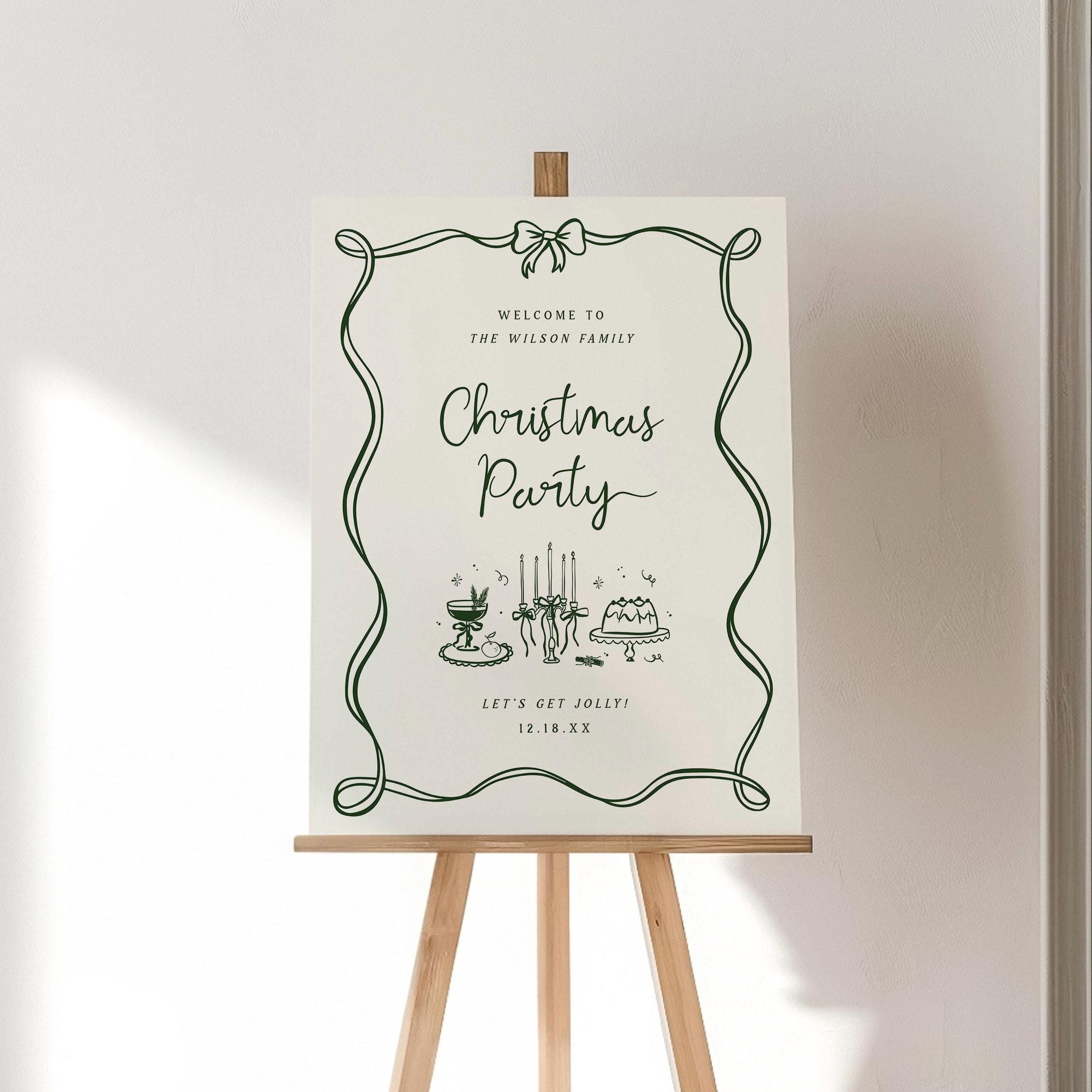 Holiday Party Welcome Sign Whimsical Christmas Sign Board Friendsmas ...