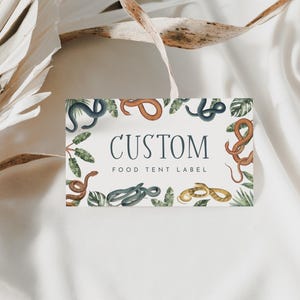 Snake Food Tent Card Template Reptile Party Food Label Modern Snake ...
