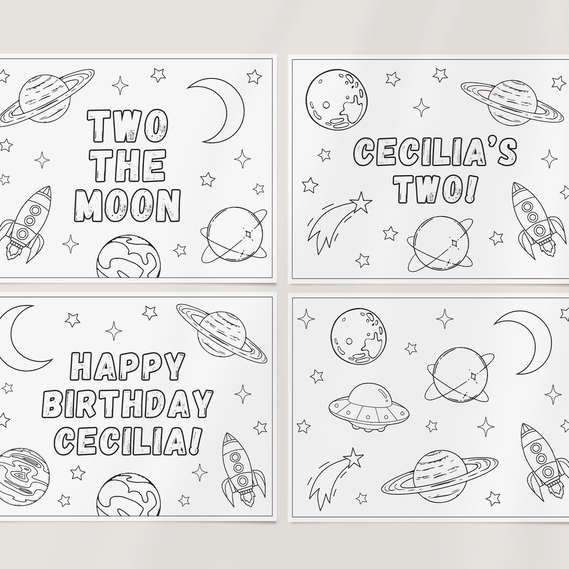 Space Birthday Custom Sign, Two the Moon Party Sign, First Trip Around ...