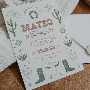 Wild West Invitation Cowboy Birthday Invite 1st Rodeo Retro Western ...