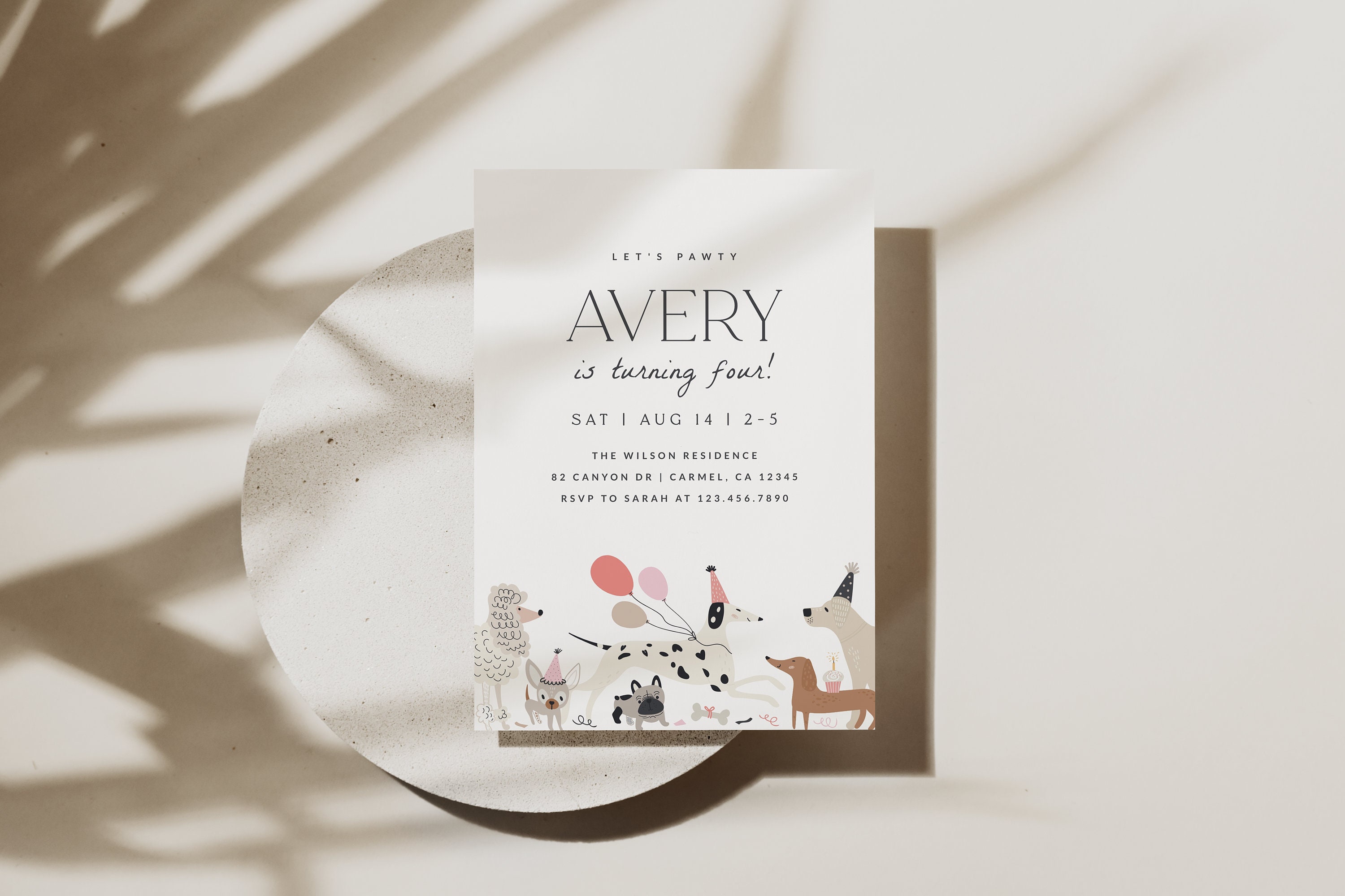 Dog Birthday Invitation Puppy Party Invite Modern Dog Invitation Dog ...