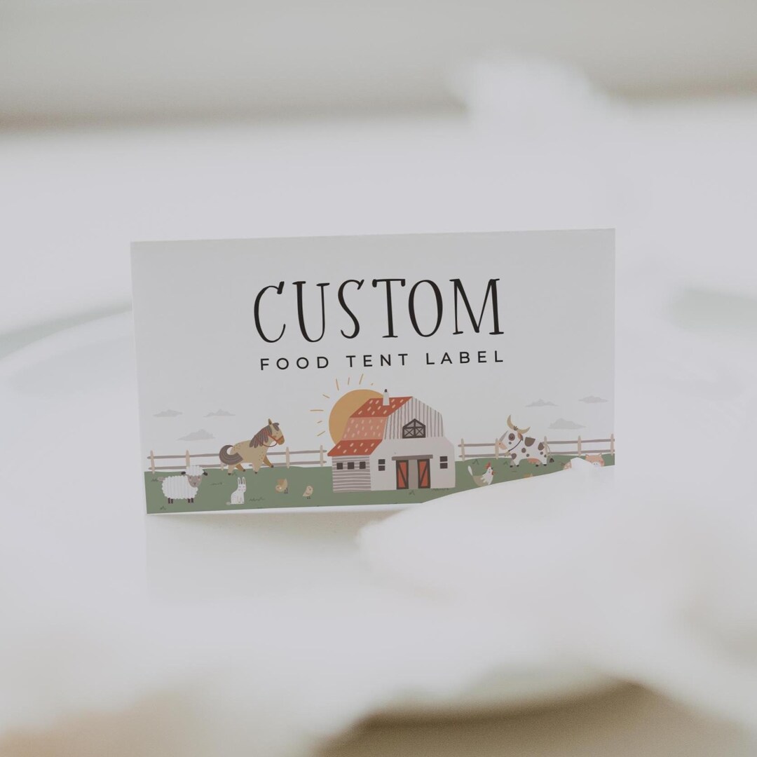 Farm Birthday Food Labels Barn Animals Party Name Tags Boho Farm Theme ...