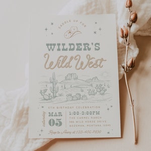 Wild West Invitation Cowboy Birthday Invite First Rodeo Retro Western ...