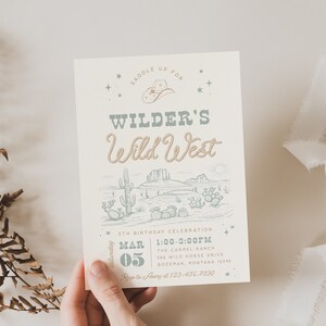 Wild West Invitation Cowboy Birthday Invite First Rodeo Retro Western ...