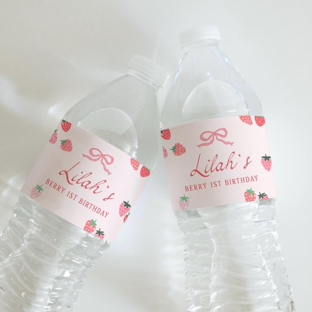 Berry Water Bottle Label Berry First Party Decorations Printable Bottle ...