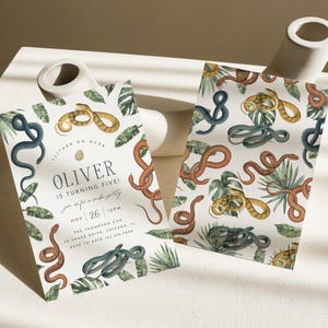 Snake Birthday Invitation Reptile Party Invite Modern Snake Invitation ...