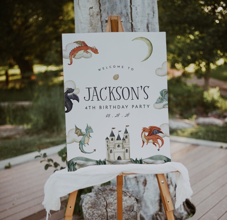 Dragon Coloring Pages Magical Adventure Birthday Castle Editable ...