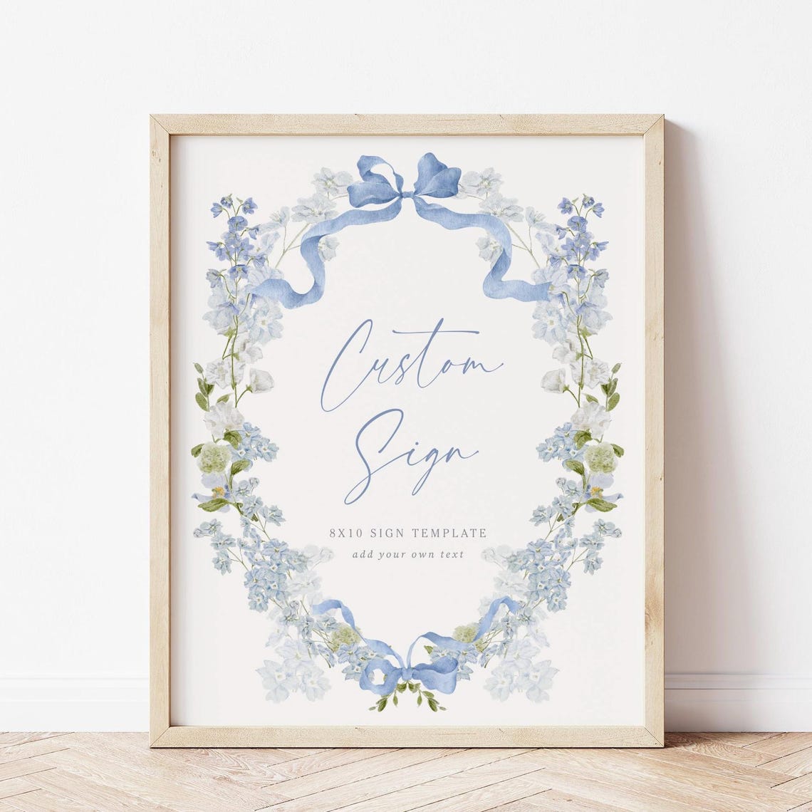 Editable Table Sign Blue Floral Custom Sign Gift Table Sign Printable ...