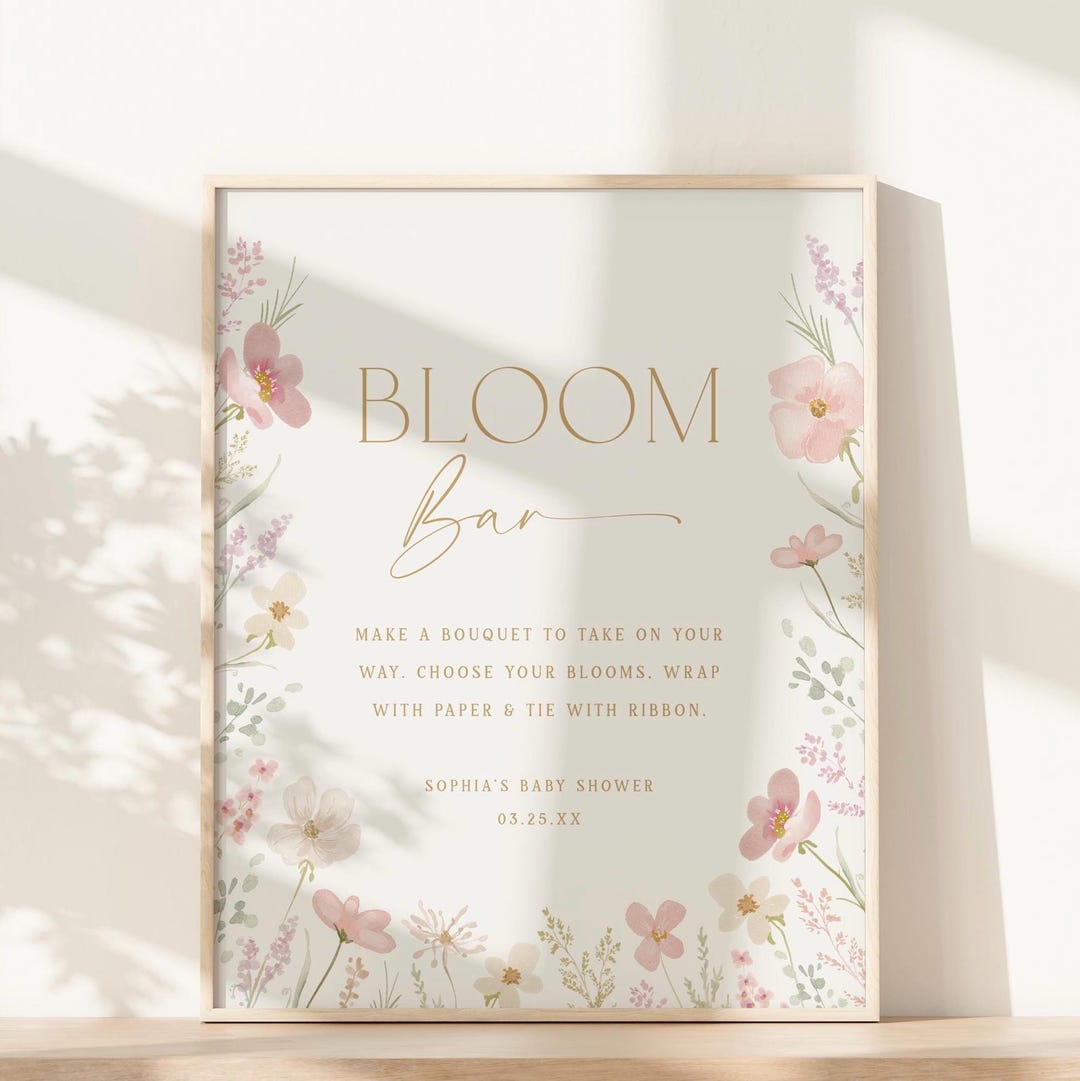 Bloom Bar Sign Editable Flower Sign Custom Table Sign Printable Flower ...
