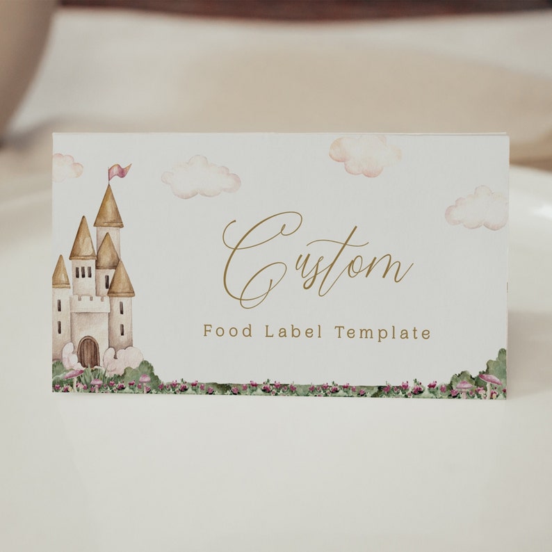 Princess Food Label Template Magical Fairy Tale Party Food Tent Card ...