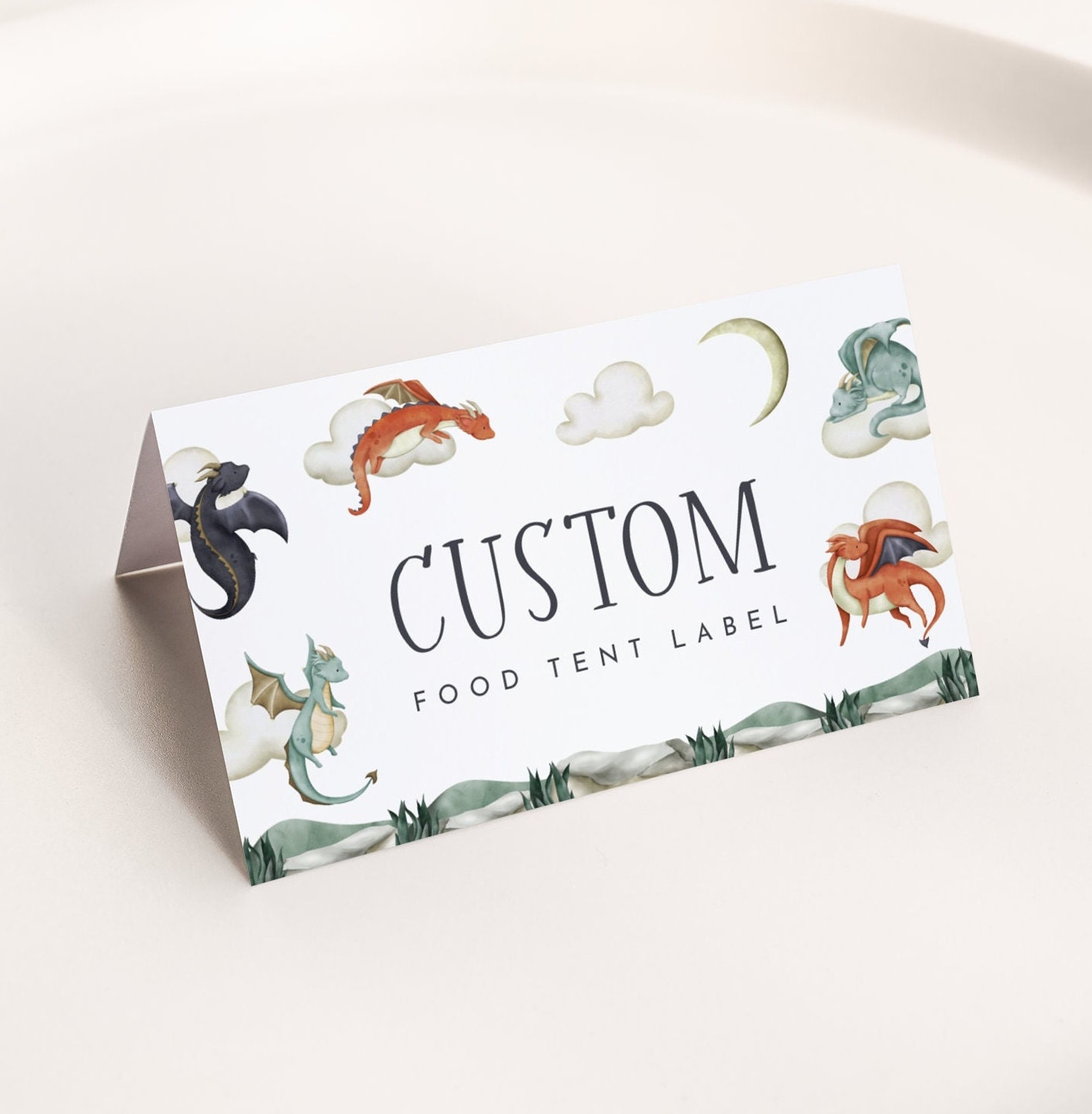 Dragon Food Tents Editable Dragon Food Card Labels Magical Castle ...