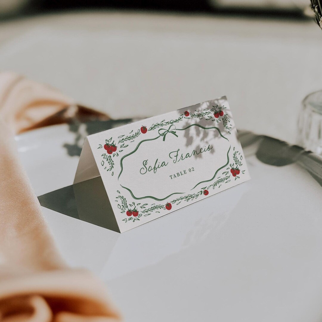 Tomato Place Card Template Italian Name Tag Baby Shower Food Label ...