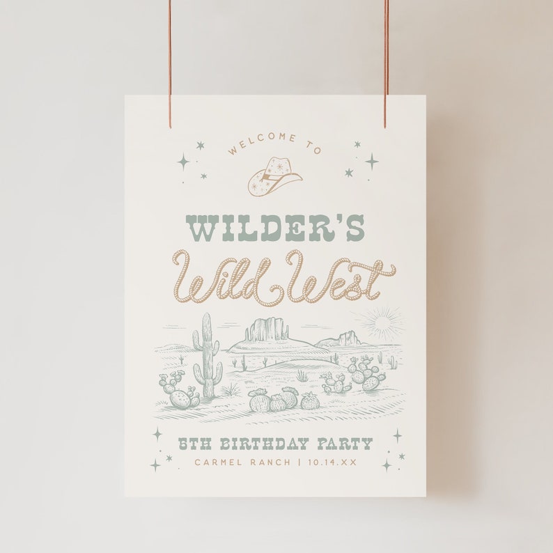 Wild West Welcome Sign Cowboy Birthday Sign First Rodeo Retro Rodeo ...