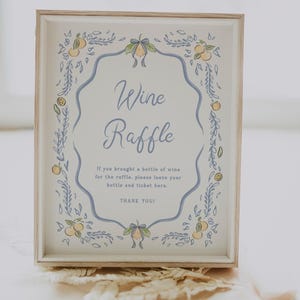 Wine Raffle Sign and Card Template Hand Drawn Wine Raffle Game Coastal ...