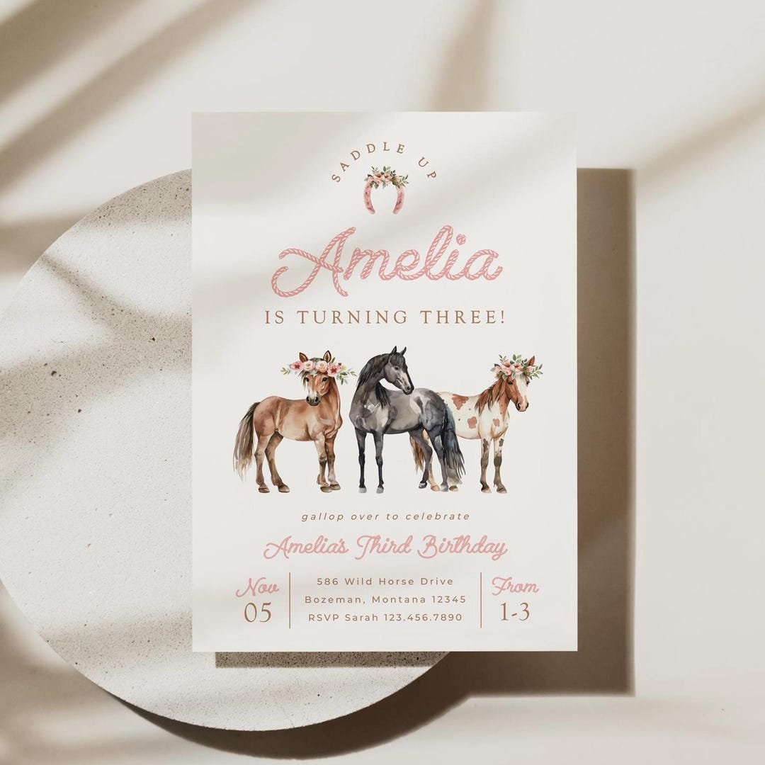 Horse Invitation Pony Birthday Party Invite Western Rodeo Cowgirl ...