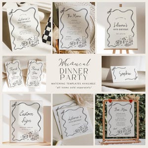 Bow Menu Template Dinner Party Menu Hand Drawn Menu Whimsical Coquette ...