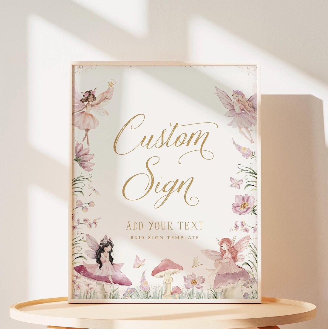 Editable Fairy Sign Template Fully Customizable Fairies Table Sign ...