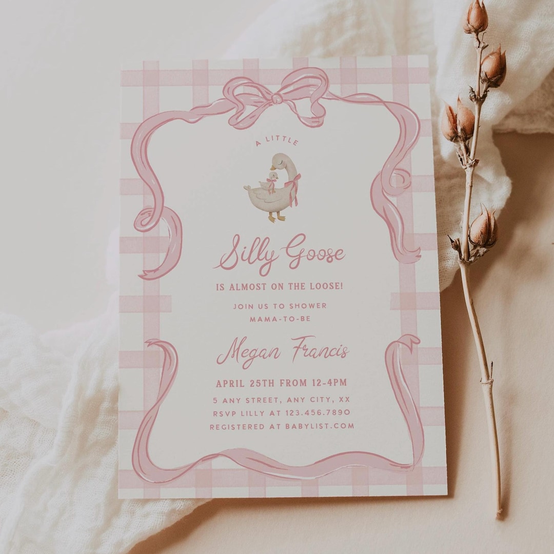 Goose Baby Shower Invitation Silly Goose Baby Shower Pink Mother Goose ...