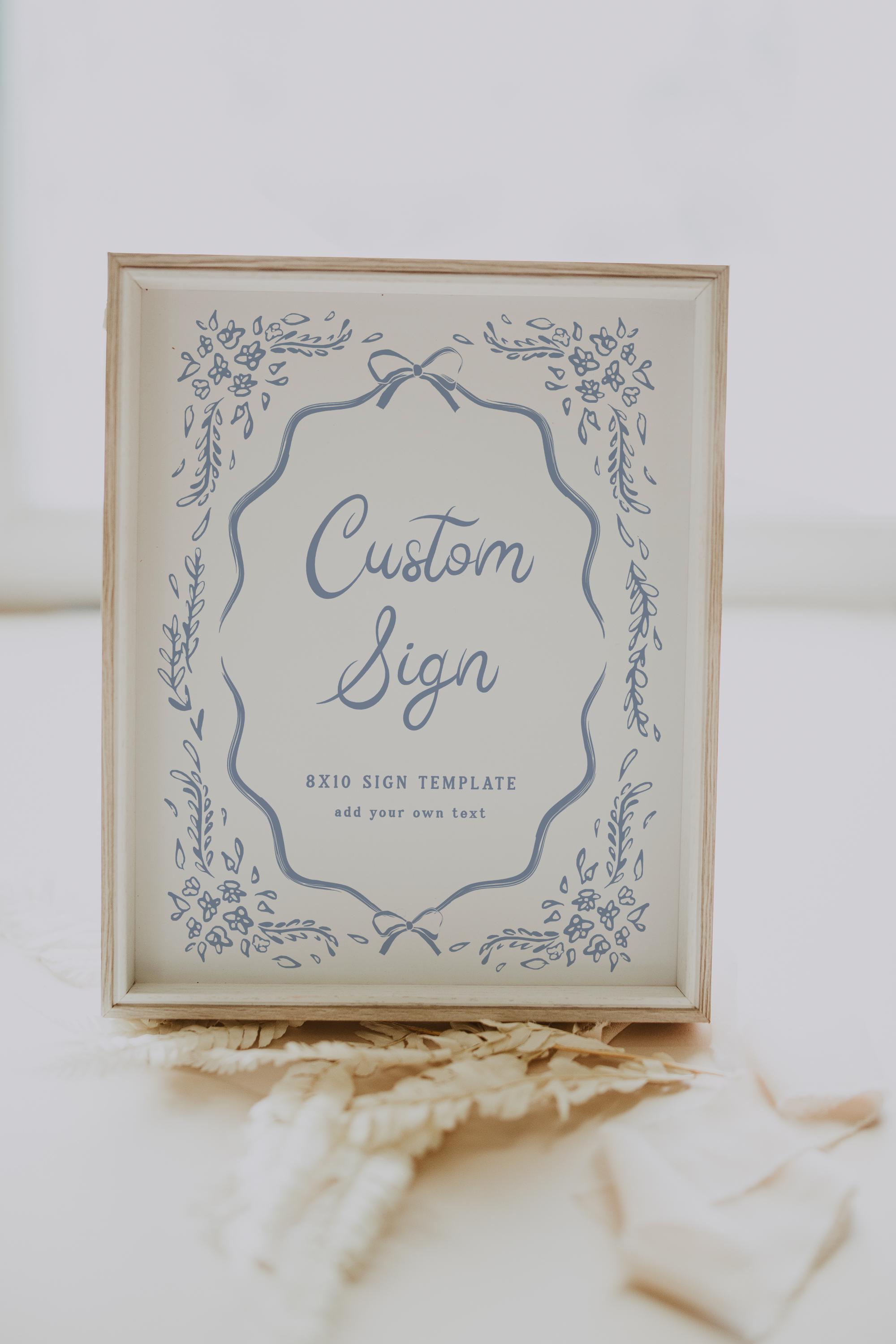 Table Sign Template Custom Sign Download Hand Drawn Toile European ...