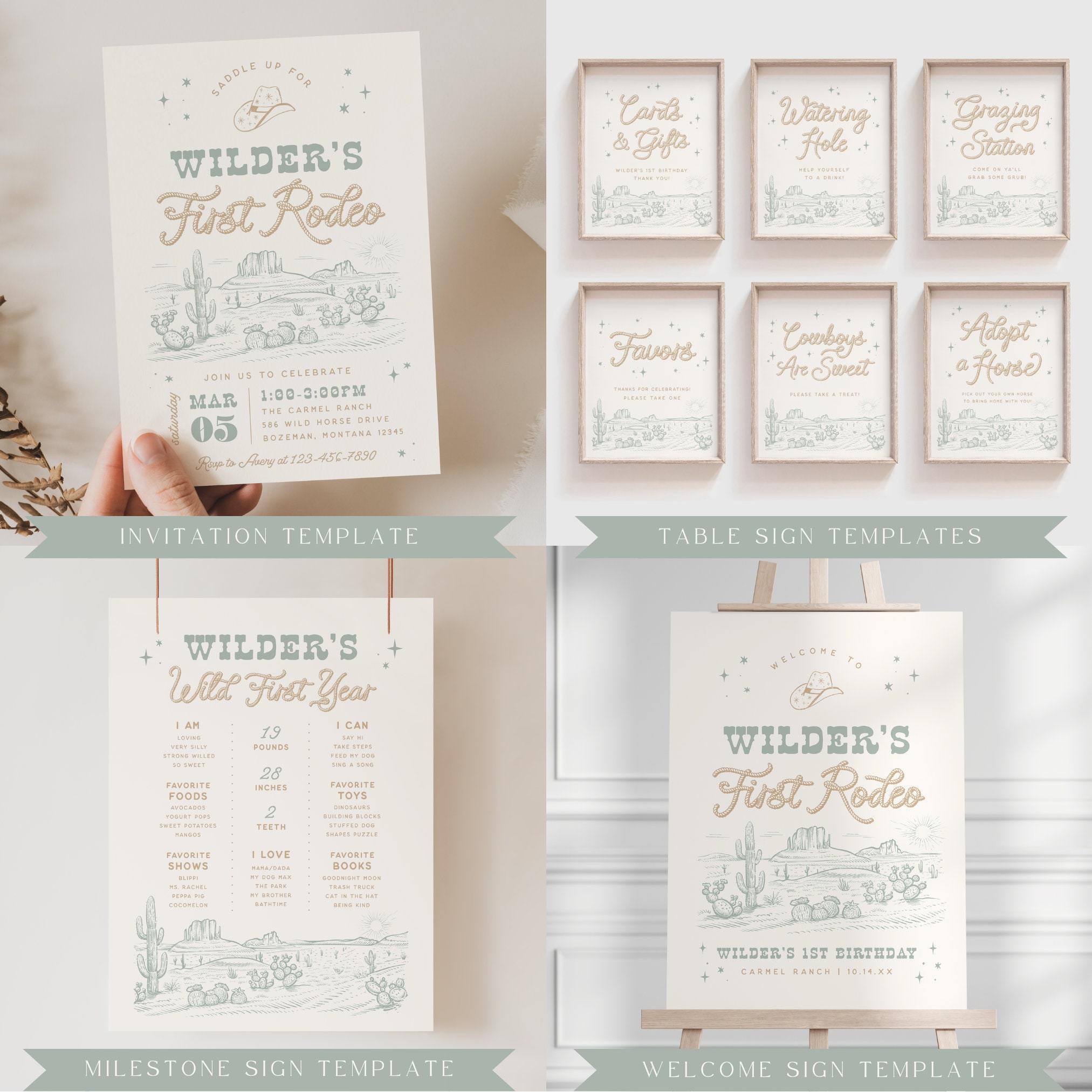 First Rodeo Birthday Bundle Cowboy Birthday Party Wild West 1st Rodeo ...