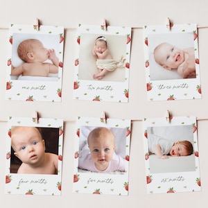 Berry First Birthday Month Photo Banner Sign, Strawberry Birthday ...