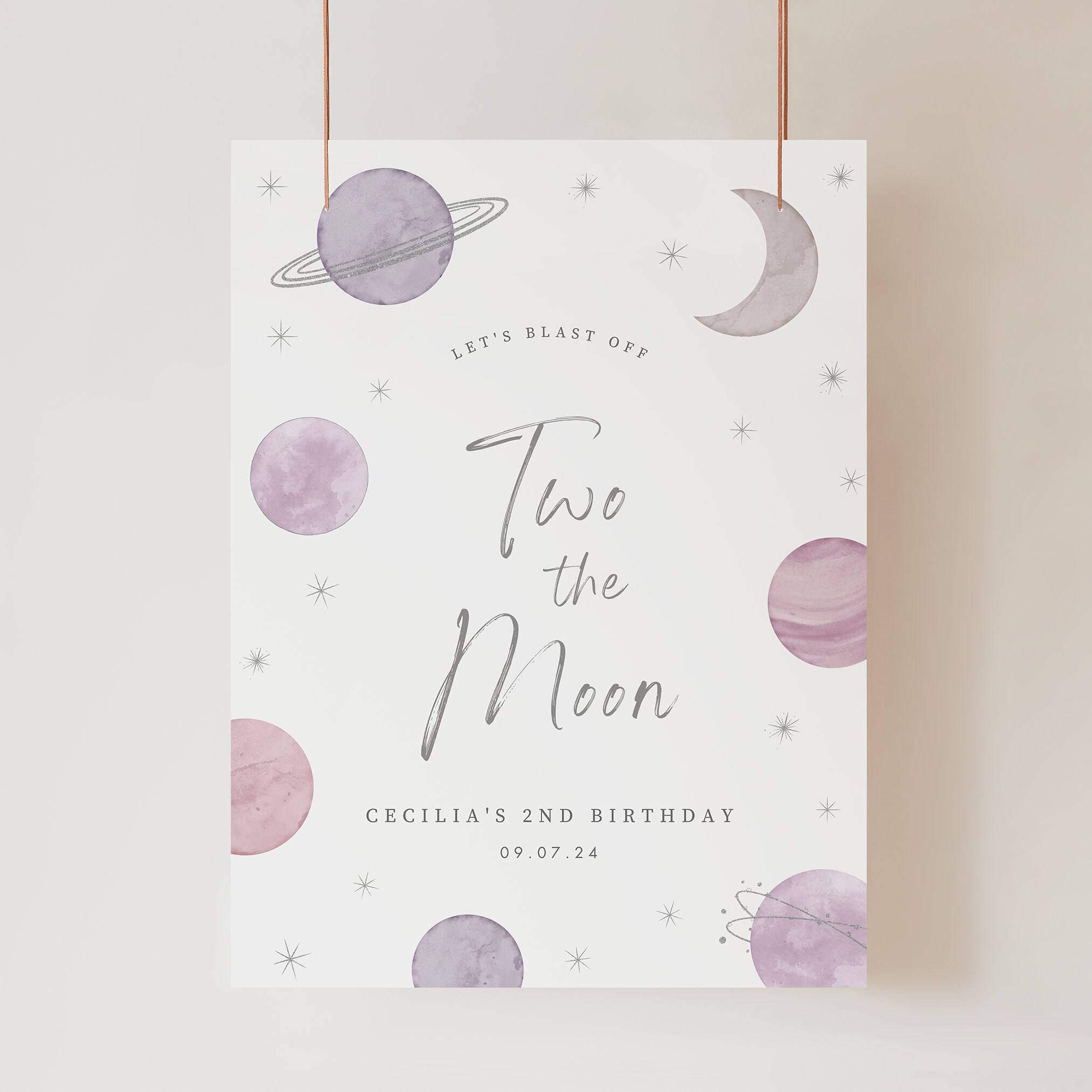 Space Birthday Custom Sign, Two the Moon Party Sign, First Trip Around ...