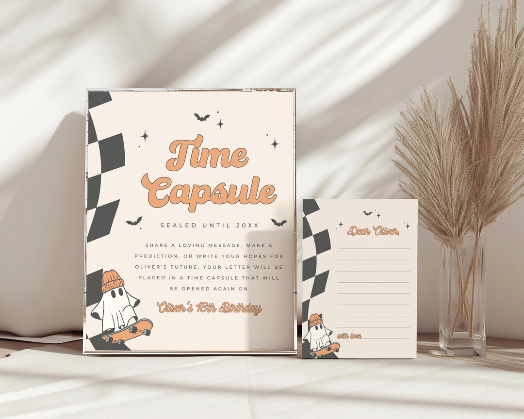 Halloween Time Capsule Sign and Letter Template One Spooky Dude Ghost ...