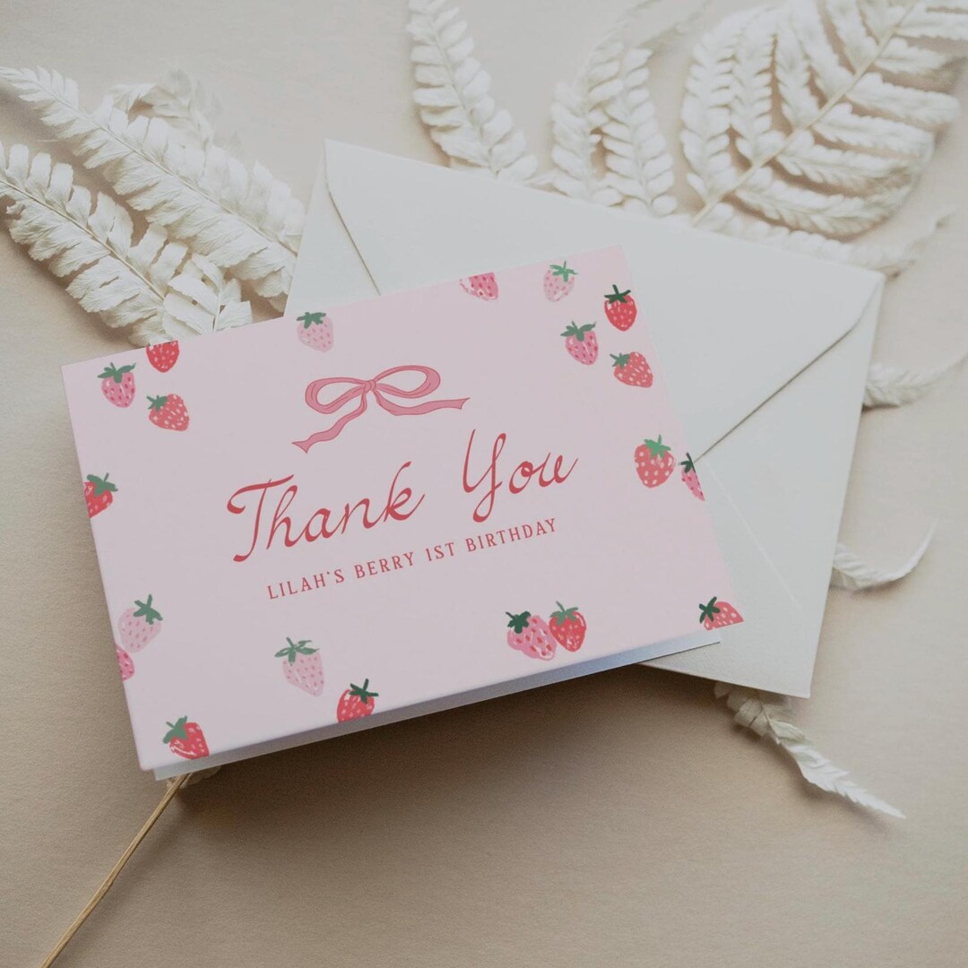 Berry Thank You Card Template Berry First Birthday Thank You Postcard ...