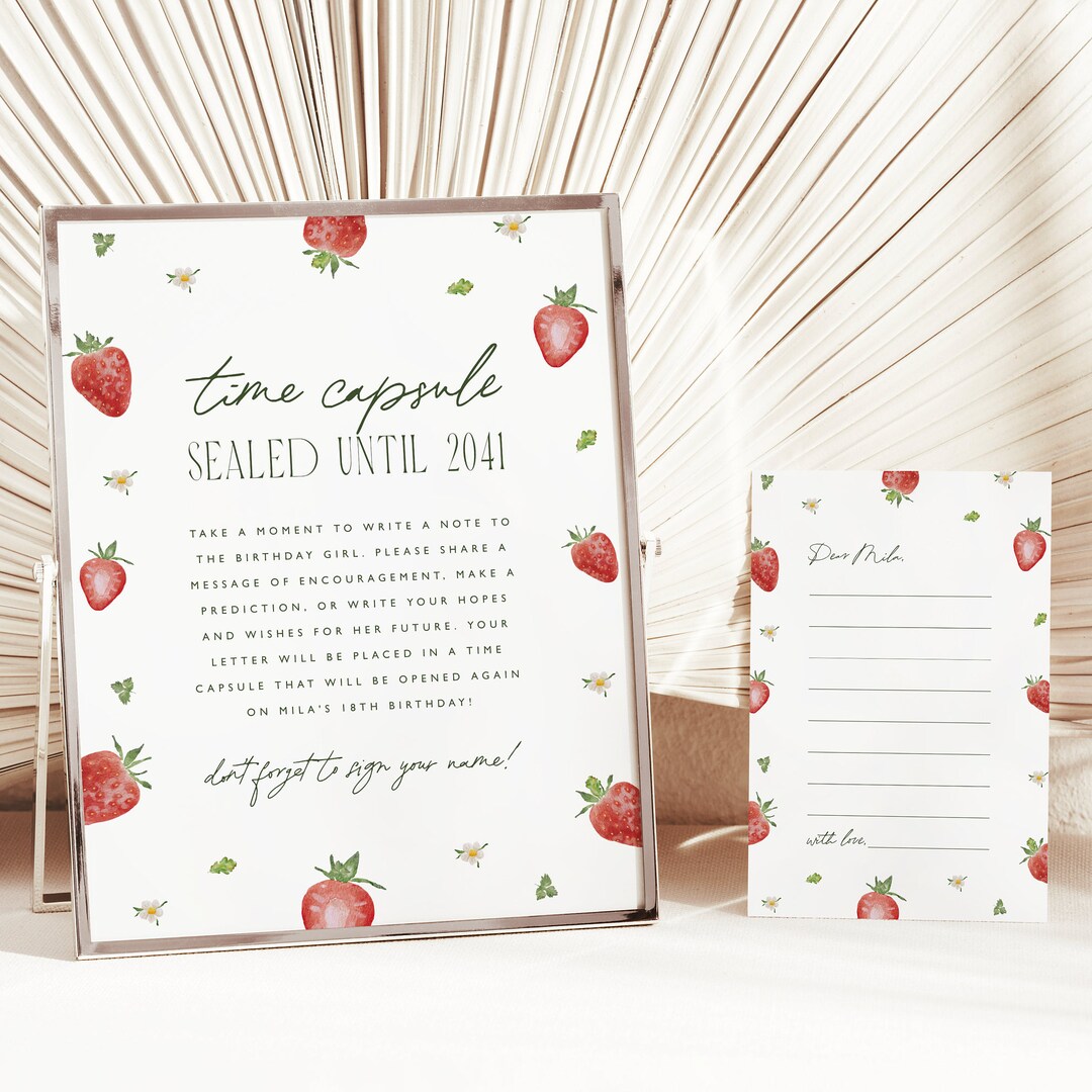 Birthday Time Capsule Sign Berry First Birthday Sign Berry Party Sign ...