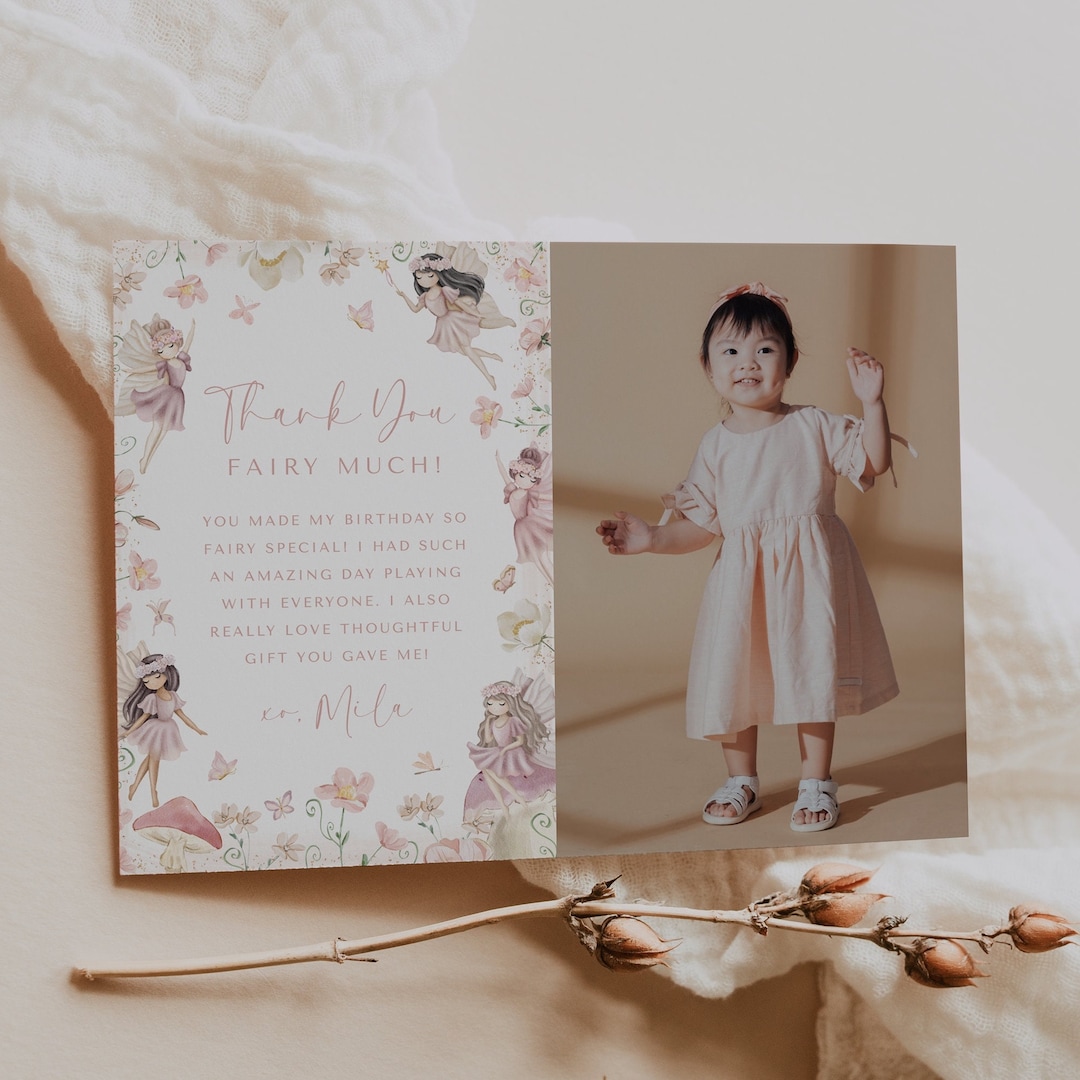 Fairy Thank You Card Fairy First Birthday Wildflower Fairy Party ...
