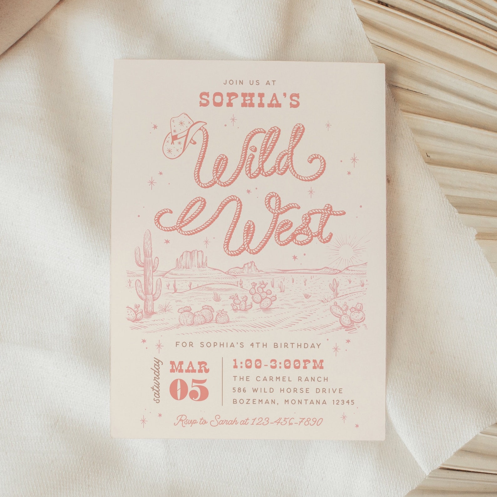 Wild West Invitation Cowgirl Birthday Invite Rodeo Retro Western Cowboy ...