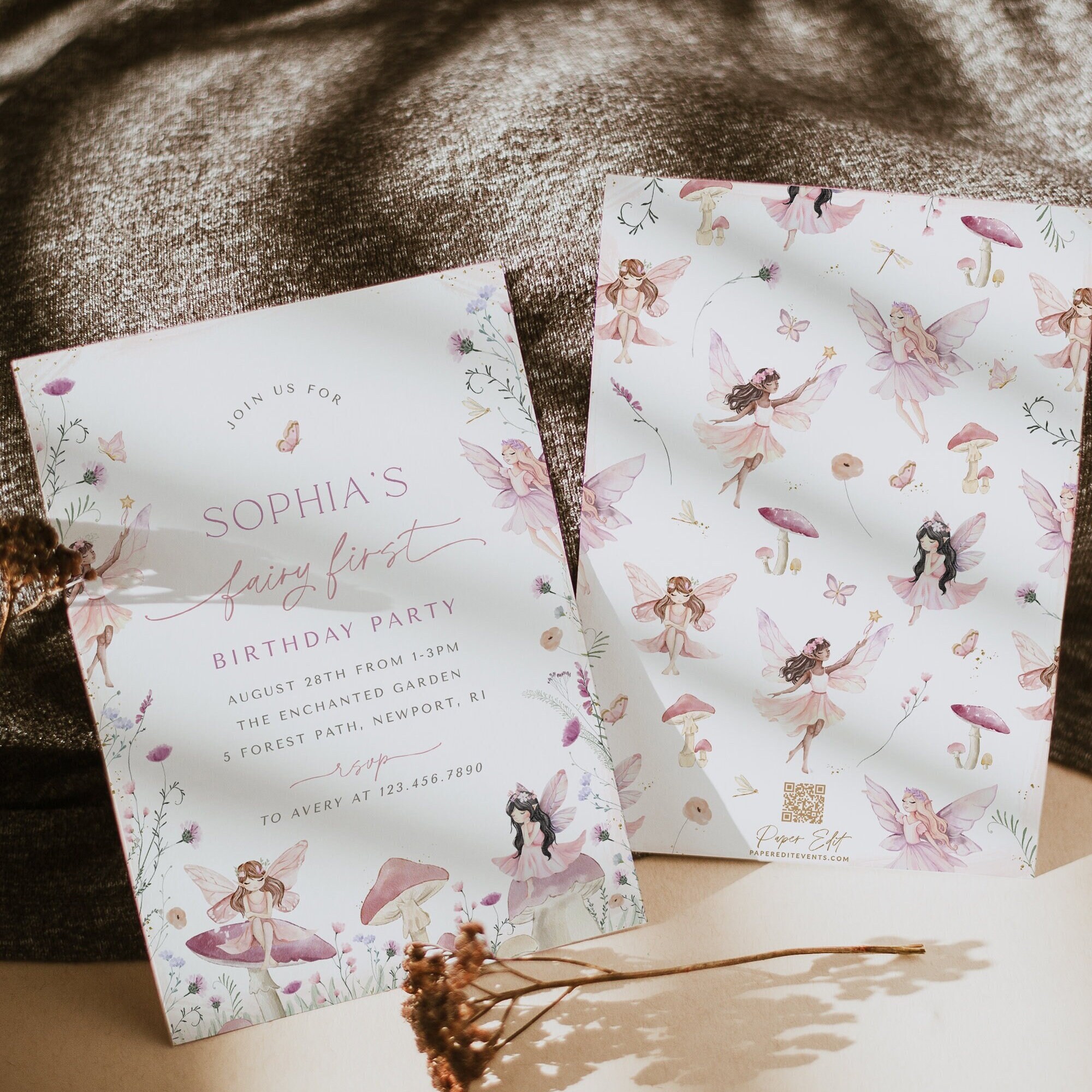 Fairy First Birthday Invitation Fairy Birthday Invite Enchanted Garden ...