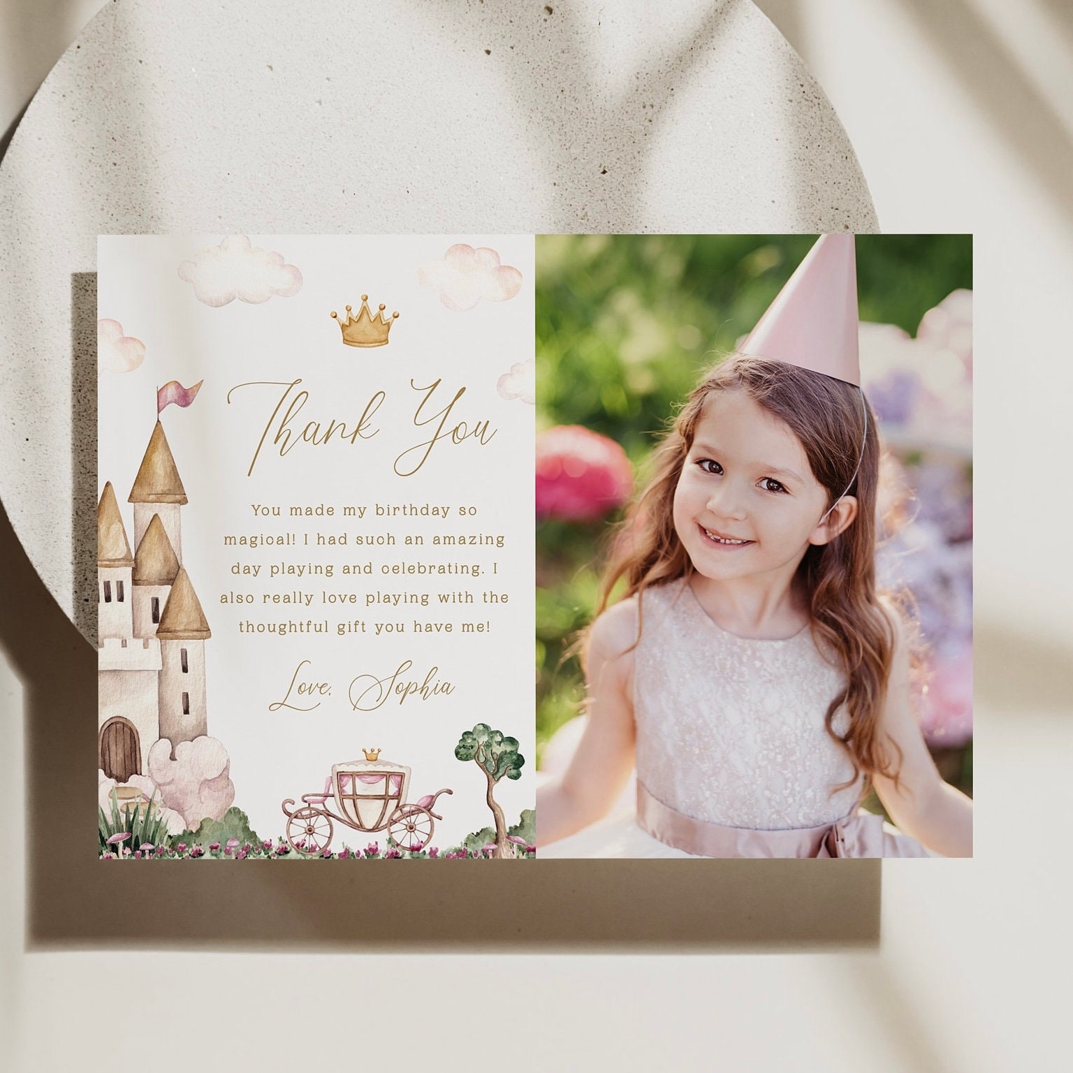 Princess Thank You Card Template Magical Fairy Tale Party Magic Castle ...